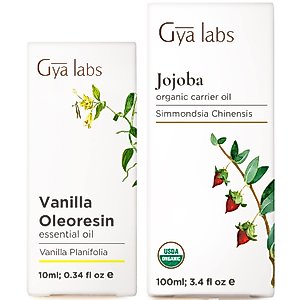 Vanilla Essential Oil for Skin (0.34 fl oz) & Jojoba Oil for Hair (3.4 fl oz) Set - 100% Natural Aromatherapy Grade Essential Oils Set - Gya Labs