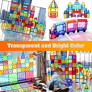 FAXADELLA GiftedKids Magnetic Tiles Building Blocks, 120 Pcs Magnet Toys | Preschool Toys Magnets for Kids | Building Toys for Kids Ages 4-8