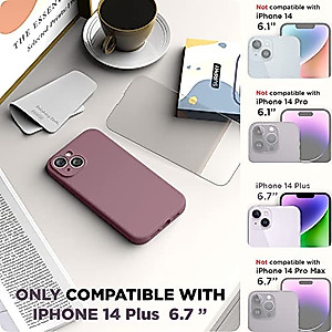 SURPHY Designed for iPhone 14 Plus Case with Screen Protector and Camera Protection, Liquid Silicone Phone Case with Soft Microfiber Lining, Lilac Purple