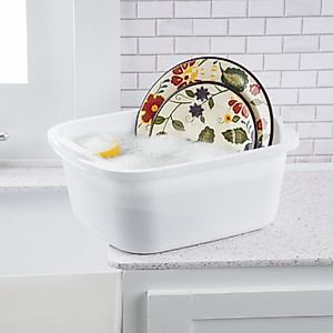 Sterilite 648806 18 Quart Dishpan, White - Pack of 6