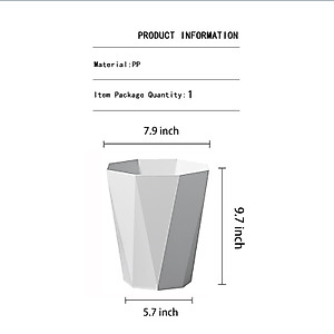 WEECRON Bathroom Trash Can Small Waste Basket Plastic Diamond Shape 1.8 Gallon (2 Pack, White)