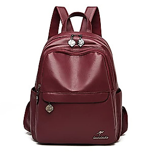 LEMITA Casual Double Zipper Women Backpack Large Capacity School Bag Leather Shoulder Bag Lady Bag Travel Backpack,purple,27*13*34cm