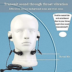 Retevis ETK007 Adjustable Throat Mic Walkie Talkie Headset, Compatible RT22 RT21 H-777 RT68 RT22S RT19 Walkie-Talkie, 2 Way Radio Headset with Finger PTT Two Earplugs, for Cycling(1 Pack)