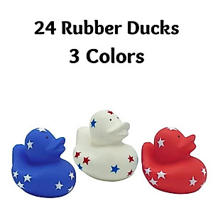 4E's Novelty Patriotic Rubber Ducks (24 Pack) Bulk 2" - 4th of July Party Favors, Patriotic Party Supplies Gifts toys for Kids Adults Fourth of July, Jeep Ducking