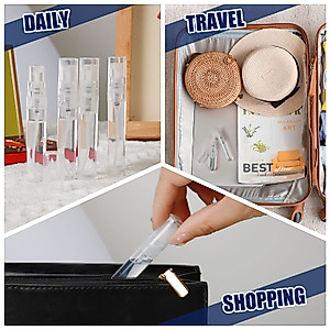 Fandamei Mini Spray Bottle, 10 Pack 5ml Mini Plastic Spray Bottle Empty, Fine Mist Refillable Mini Perfume Bottle, Perfume Atomizer, Small Sample Containers, Plastic Portable Travel Bottle, Clear