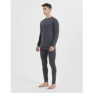 Iguana Mens 100% Merino Wool Base Layer Sets for Ski Lightweight Thermal Underwear Heather Grey