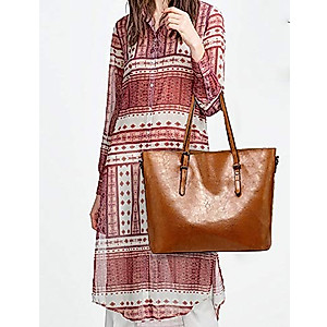 Ecokaki Women’s Vintage Large PU Leather Travel Handbag Hobo Bag Shoulder Bag Sling Bag Cross Body Bag Wine