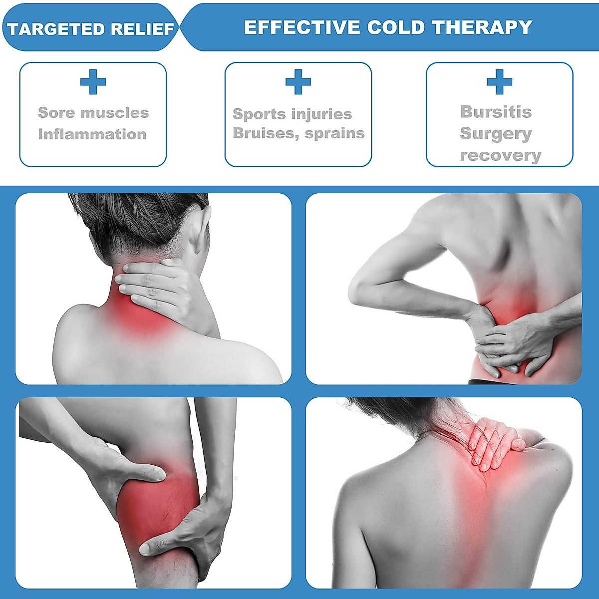 Tutmyrea 12"x 21" Extra Large Gel Ice Pack with Soft Fabric Cover, Ice Pack for Injuries Reusable, Ice Pack for Back Pain Relief, Cold Compress for Back, Flexible Cooling Pad for Knee, Hip, Sciatica