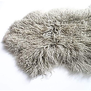 February Snow Deluxe Home Decorative Curly Fur Soft Plush 100% Real Genuine Mongolian (Tibetan) Lamb Wool Rug/Carpet/ (Grey)