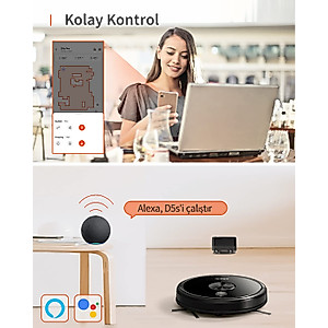 Ultenic D5s Pro Robot Vacuum and Mop Combo, 3000Pa Strong Suction, Row-by-Row Cleaning, APP Control, Self-Charging, Works with Alexa, Boundary Strips, Good for Pet Hair, Hard Floor and Carpet