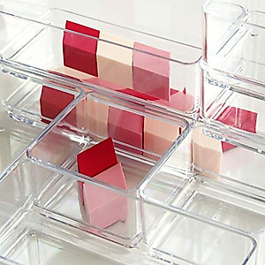 Youngever Clear Plastic Vanity and Desk Drawer Organizers, Stackable, Makeup Organizers, Storage Tray for Makeup, Kitchen Utensils, Jewelries (9 Pieces)