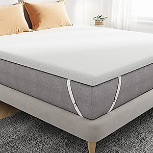 Sweetnight 3 Inch Queen Mattress Topper, Gel Mattress Topper for Cooling Sleep & Pressure Relieving, Foam Mattress Topper with Breathable Knitted Cover, CertiPUR-US Certified, Plush, Queen Size,White