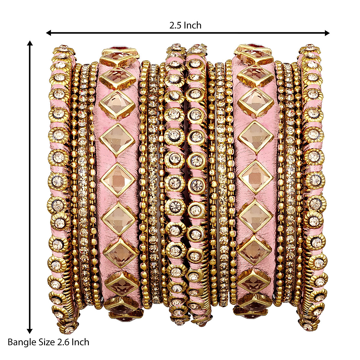 Aheli Matching Floral Kundan Silk Thread Chuda Chura Bangle Set Indian Traditional Bridal Fashion Jewelry for Women Girls Size