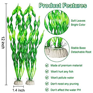 MyLifeUNIT Artificial Seaweed Water Plants for Aquarium, Plastic Fish Tank Plant Decorations 10 PCS (Green)