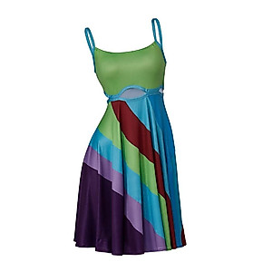 Women's 13 Going On 30 Rainbow Sexy Mini Dress Vintage Print Bodycon Dress Multicolor Cut-Out Dress-XXXL