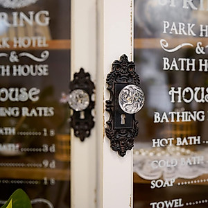 SOFFEE DESIGN 2pcs Vintage Cabinet Pull Drawer Knob, Distressed Closet Handle with Clear Resin Knob, Antique Door Knob with Mounting Screws for Cupboard, Kitchen Furniture - Black