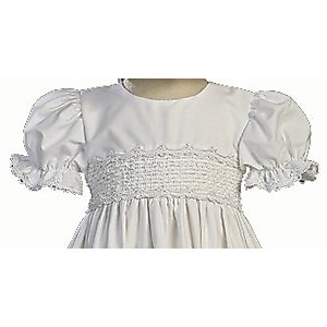 Lito Girls Cotton Christening Gown Dresses with Bonnet Set - Baby or Infant Girl's Christening Dress,White,0-3 Month