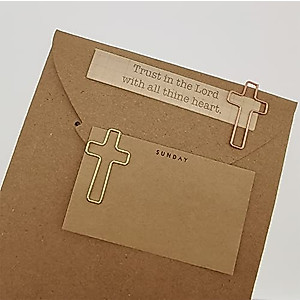 HiQin 50 PCS Rose Gold Paper Clips Cross Shape, Bible Accessories, Christian Bookmark Gifts for Women Men Coworkers Teachers
