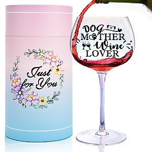 Dog Mom Gifts - Dog Lover Gifts for Women, Dog Owner Gifts, Unusual Birthday Gifts for Dog Lovers - Funny Gifts for New Puppy Fur Baby Owners - 16oz Wine Glass For Fur Mama