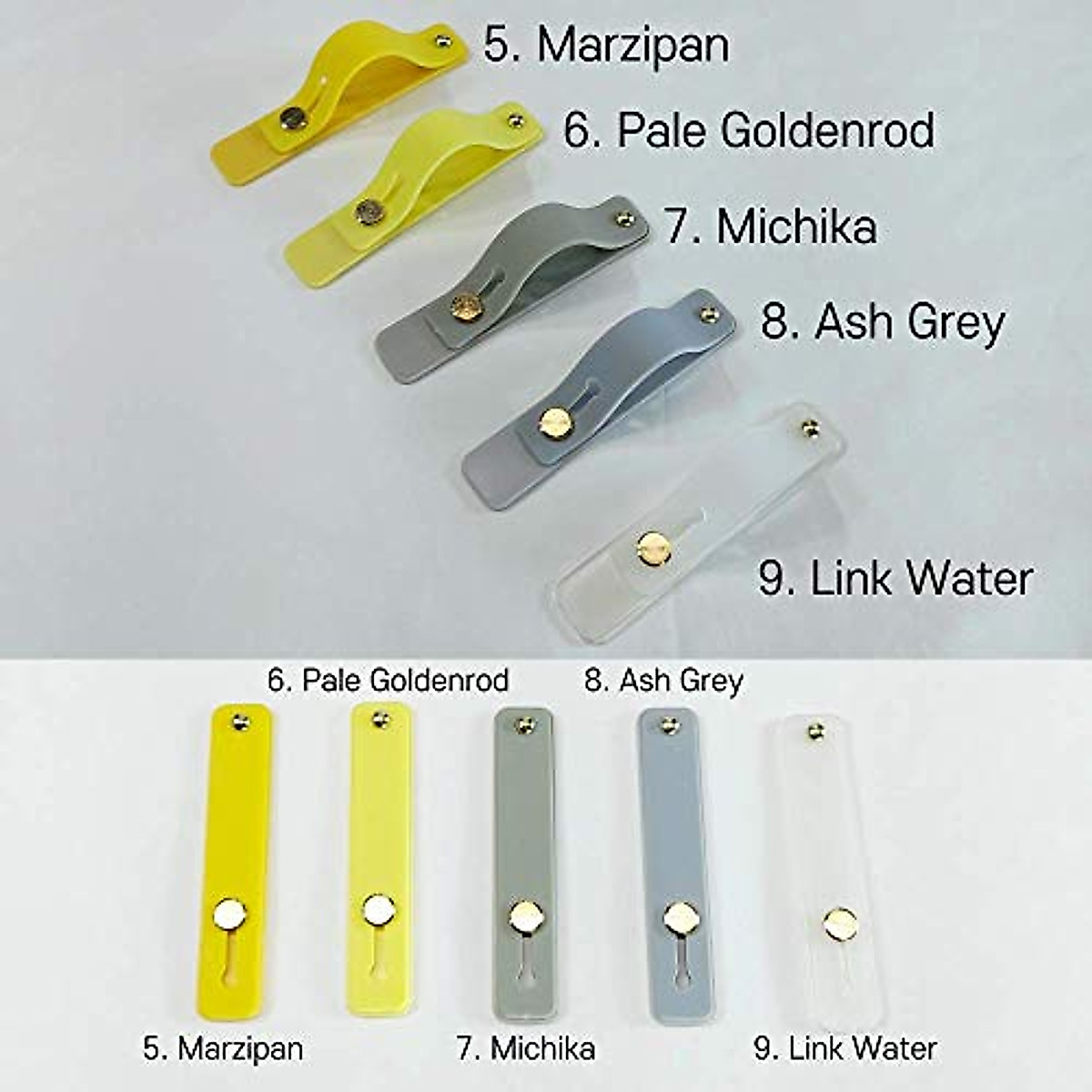 Universal Finger Strap for All Mobile Phones - PU, TPU Stretch Grip Finger Holder Bracket with Stand Compatible with Self-Adhesive with All Smartphones - 23 Colors (Black)