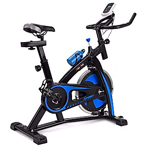 XtremepowerUS Exercise Bike 22lb Flywheel Stationary Workout Machine Blue