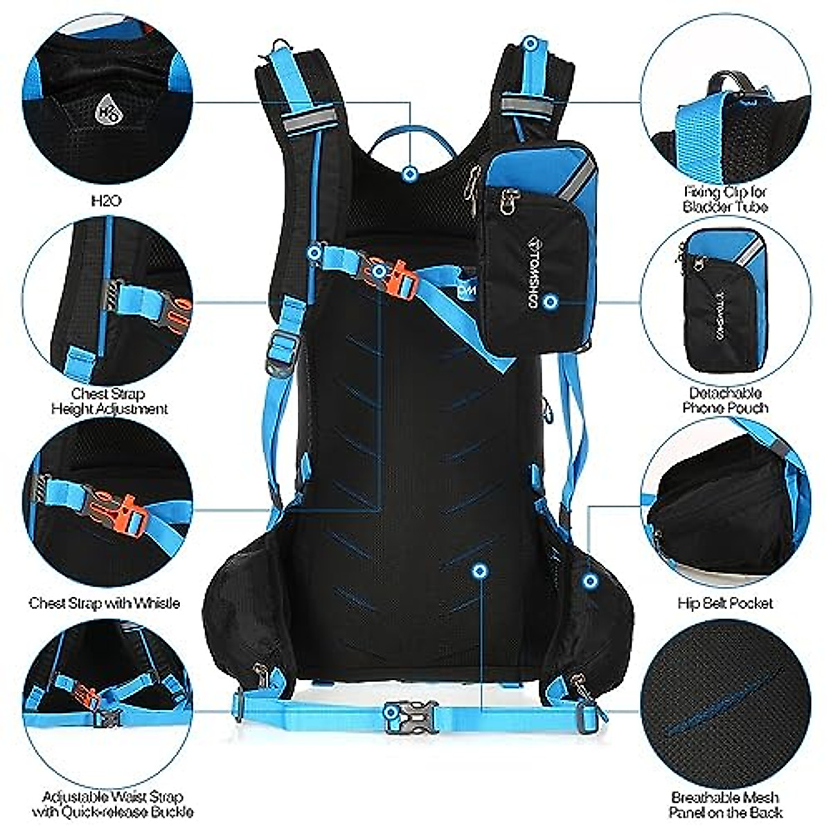 TOM SHOO 30L Cycling Backpack Lightweight Waterproof Backpack with Rain Cover Helmet Cover