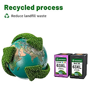 GREENSKY Remanufactured Replacement for HP 63 Ink 63 XL 63XL Ink Cartridges Black and Color for HP OfficeJet 3830 5255 5258 4650 3833 4655 Envy 4520 DeskJet 1112 3630 3634 Printer (2 Combo Pack)