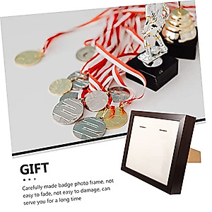 CLISPEED Box Medal Display Frame Ornament Photo Frame Marathon Medal Display Case Pin Display Case Wood Coat Hangers Desk Top Decor Metal Decor Gift Picture Frame Wood Medal Display Case