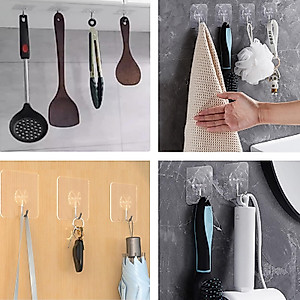 Latoxcaa Heavy Duty Adhesive Wall Hooks - Strong & Transparent, Hold up to 22lb, Waterproof & Reusable, Ideal for Kitchen, Bathroom, and Office (30 Pack)