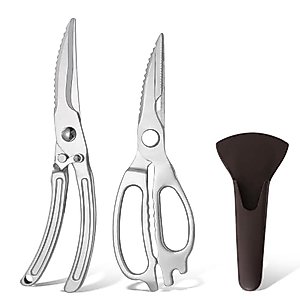 Heavy Duty Forged Poultry Shears,SinYe All PurPose Kitchen Shears with Magnetic Holder for Fridge,Pack of 2