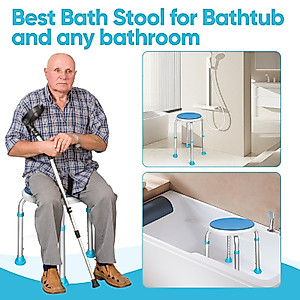 Round Shower Stool,Adjustable Shower Chair for Inside Shower-Tool-Free Shower Seat for Elderly/Senior/Disabled/Pregnant