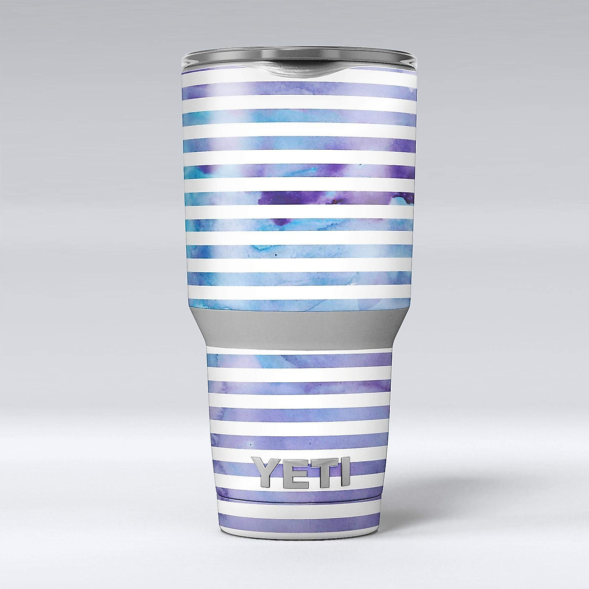 Design Skinz White Horizontal Stripes Over Purple and Blue Clouds - Skin Decal Vinyl Wrap Kit Compatible with The Yeti Rambler Cooler Tumbler Cups