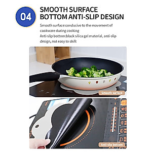 Induction Cooktop Protector Mat While Cooking 2 pcs Non Slip Pad Guard from Pollution Induction Cooker Protection Mat 10inches Flower Shape Grey Color Silicone Scratch Protector