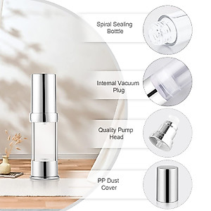 8 Pack 5ml/0.17oz Plastic Airless Pump Bottle Portable Lotion Container Refillable Cream Jar Vacuum Pump Press Dispenser for Travel Cosmetic Emulsion Liquid Foundation Shampoo Toiletries Sample