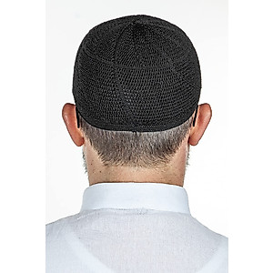 ihvan online Turkish Muslim Lux Knitting Kufi Hats for Men, Taqiya, Takke, Peci, Islamic Caps, Islamic Gifts, Standart Size, Black