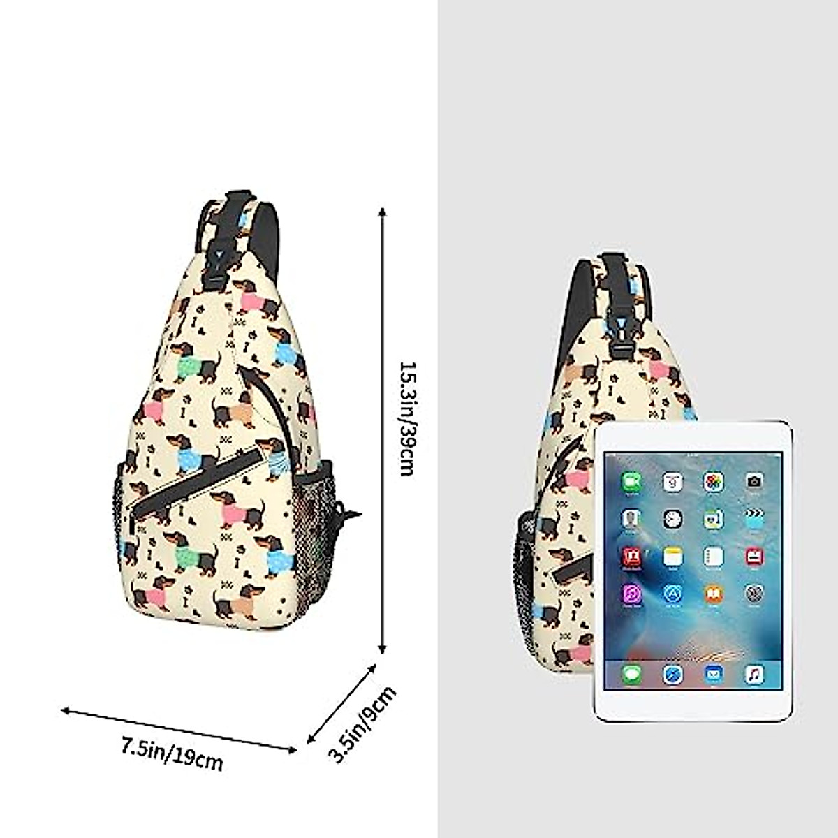 qyopvli Dachshund Sling Bag Crossbody Backpack Hiking Travel Daypack Chest Bag Lightweight Shoulder Bag For Women Men