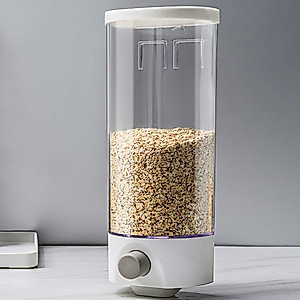 Kichvoe Rice Dispenser Wall Mount Dry Food Dispenser Grain Storage Container Cereal Dispenser Rice Bucket Rice Storage Tank Grain Canister Food Storage Organizer for Home Kitchen 1.5L