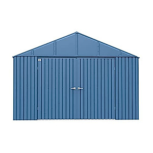 Arrow Shed Elite 12' x 12' Outdoor Lockable Gable Roof Steel Storage Shed Building, Blue Grey