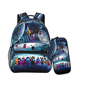 Game Backpack 2pcs Cartoon Bag Anime BookBag Casual Travel Bag - Blue