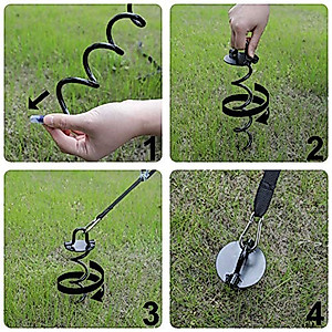 ABCCANOPY 16" Spiral Ground Anchor with Dog Tie Out for Anchor Swings Set Down, Tent (Black)