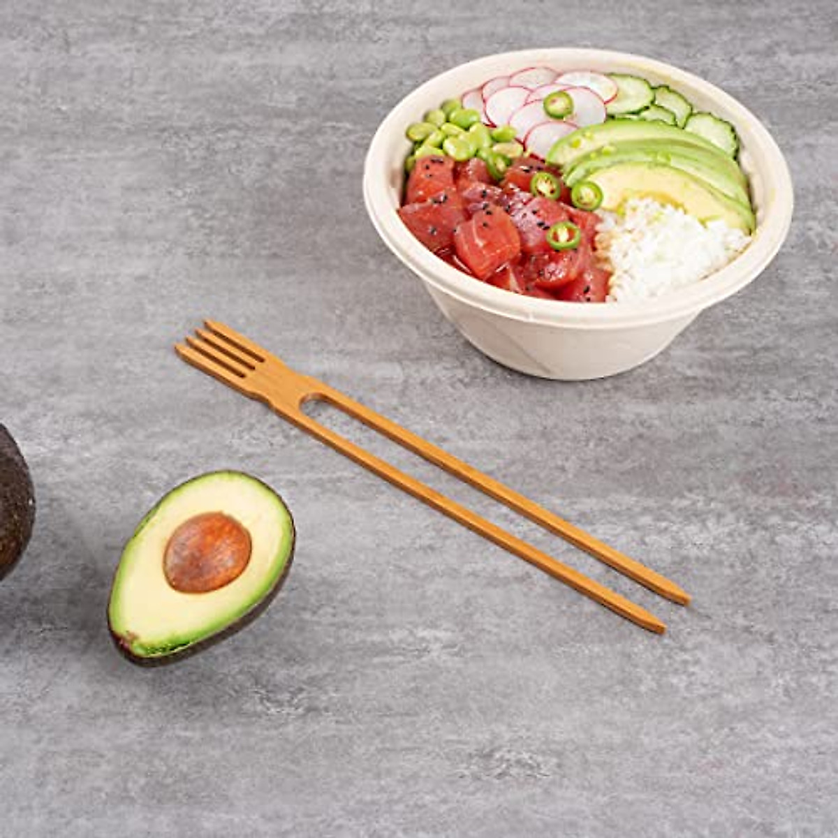 Restaurantware 10 Inch All-In-One Chopsticks With Fork 100 Multi-Functional Chopstick Utensil Combo - Durable Sustainable Bamboo Fork Chopsticks For Home Travel Or Take Out