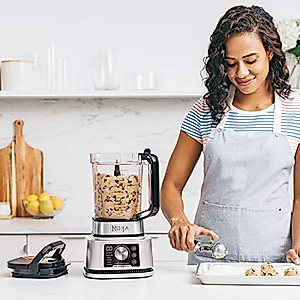 Ninja SS351 Foodi Power Blender & Processor System 1400 WP Smoothie Bowl Maker & Nutrient Extractor* 6 Functions for Bowls, Spreads, Dough & More, smartTORQUE, 72-oz.** Pitcher & To-Go Cups, Silver