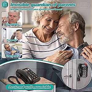 Big Button Phone for Seniors, Telephones for Hearing Impaired, 9 Picture Labels and 3 Picture Keys, Extra Long 16.4' Cord Simple Landline Phones for Seniors, White