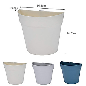 Difcuy Flower Pot，Semicircle Plant Bonsai Flower Pot Planter Bucket Wall Mount Office Home Decor Garden Tools Blue