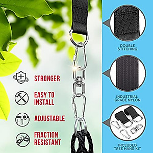 SereneLife Hanging Tent Swing with Hang Kit, Outdoor Tree Swing with Swivel Spinner for Kids (Blue)