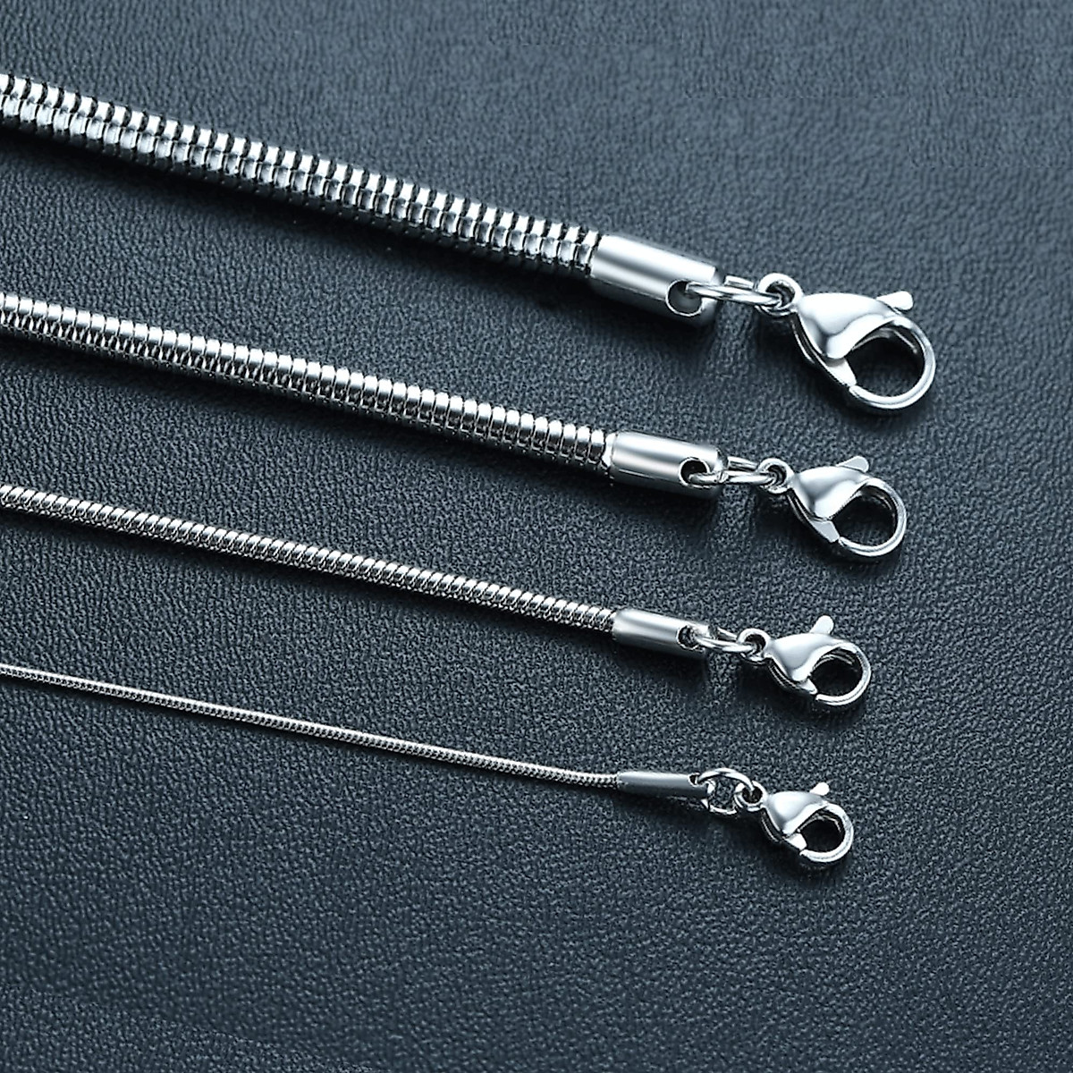 VNOX Stainless Steel Round Snake Chain Necklace for Women Girl, 2mm,Set of 4