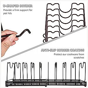 Pots and Pans Organizer,Expandable Pot Rack Organizer for Cabinet,10 Adjustable Compartment for Pot Organizer for Kitchen Cabinet Cookware Baking Frying Rack Bake Ware Storage