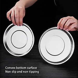 Small Dinner Plates, 8Pcs 304 Stainless Steel Round Spit Bone Dish Plate Set for Snacks, Side Dishes, Multifunctional Use