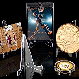 Chinco 20 Pieces Magnetic Card Holders Card Cares with 10 Packs Clear Acrylic Stands 35 Pt Clear Trading Cards Cases Protectors for Sports Card Baseball Card Basketball Card Trading and Display