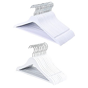 FairyHaus Wooden Hangers for Adult 30 Pack & Wooden Baby Hangers 20 Pack White